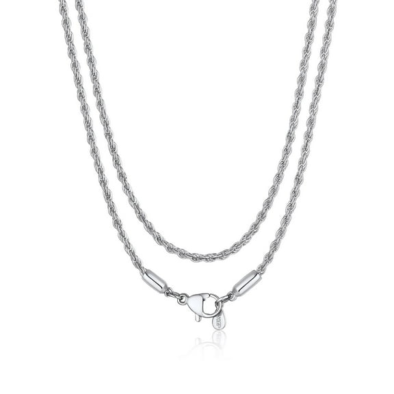 2-3 mm / 16-24 inch Rope Chain for Men Women, Twist Stainless Steel ...