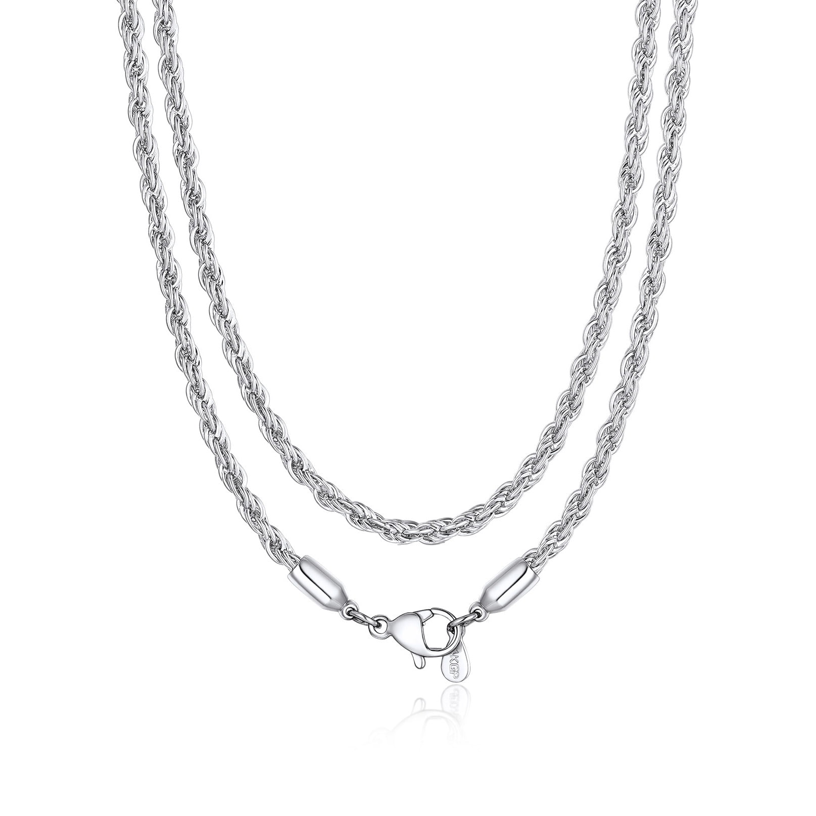 Bandmax 3MM Rope Chain Necklace for Men Women 26 Inch Stainless Steel ...