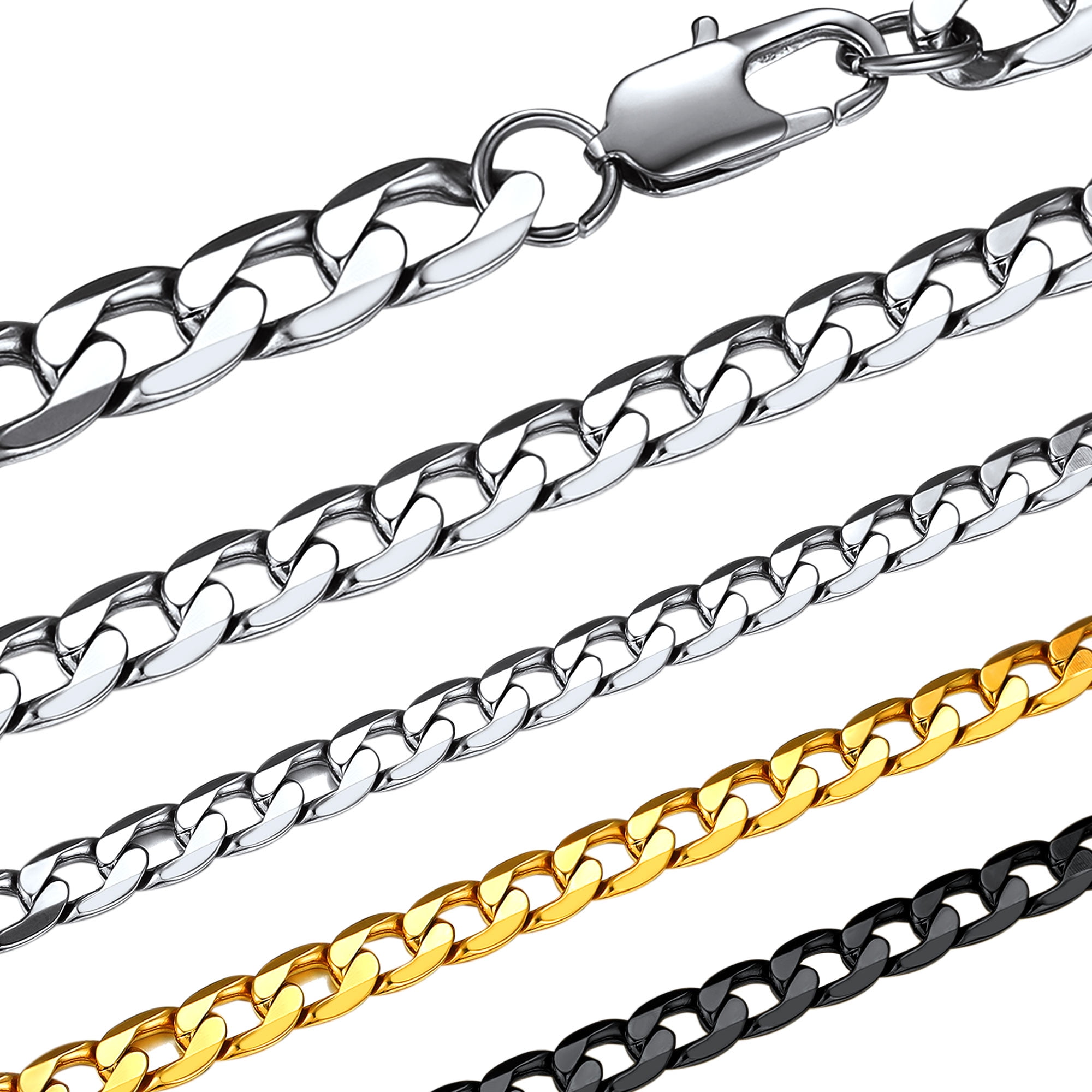 Bandmax 4MM Cuban Link Chain Necklace for Men Women Stainless Steel ...