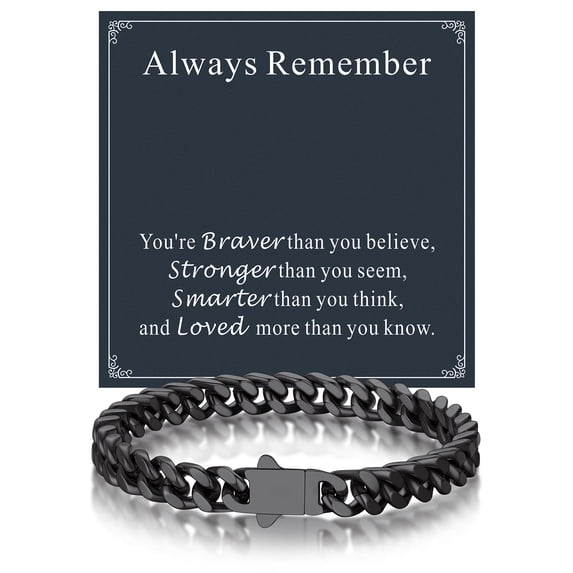 Bandmax 7MM Black Cuban Chain Bracelet for Men 7.5" Stainless Steel ...