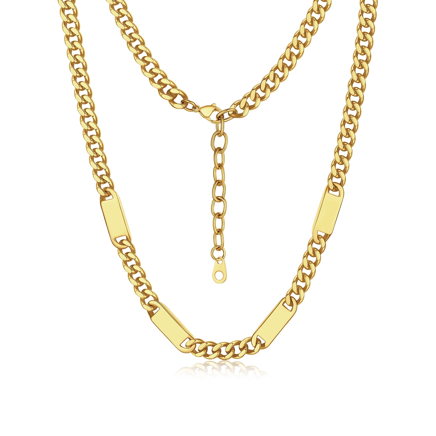 Bandmax 7MM Custom 14K Gold Plated Choker for Men Women 18 Inches Cuban ...