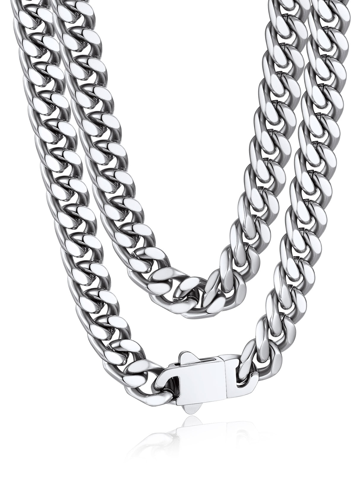 Bandmax 7MM Stainless Steel Mens Chain Necklaces Miami Cuban Link Chain ...