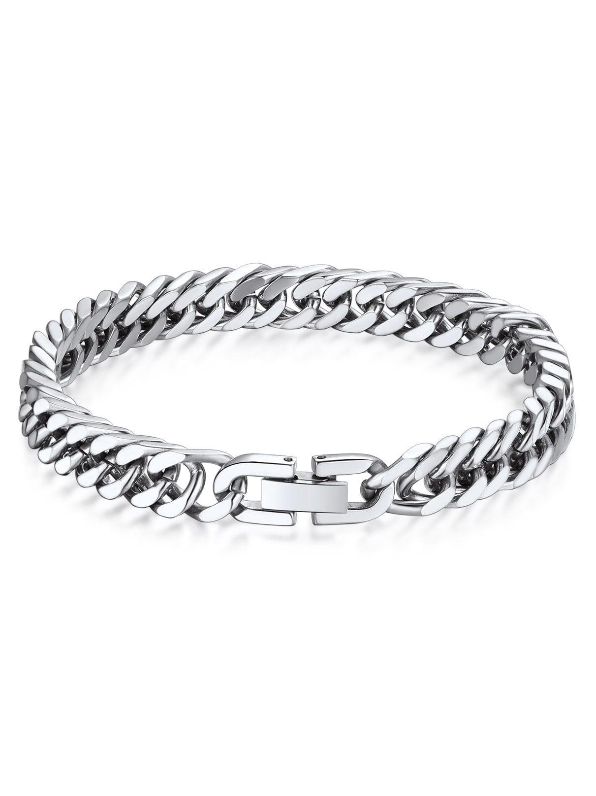 Bandmax 8MM Stainless Steel Cuban Chain Bracelets for Men Women Miami ...