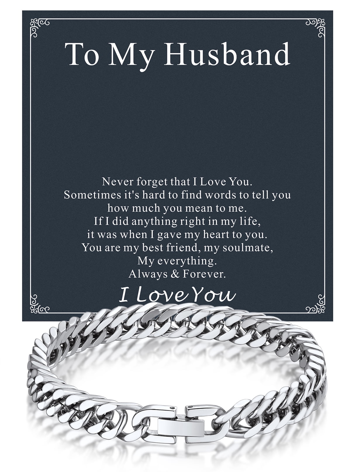Bandmax 8MM Stainless Steel Cuban Chain Bracelets for Men Women Miami ...