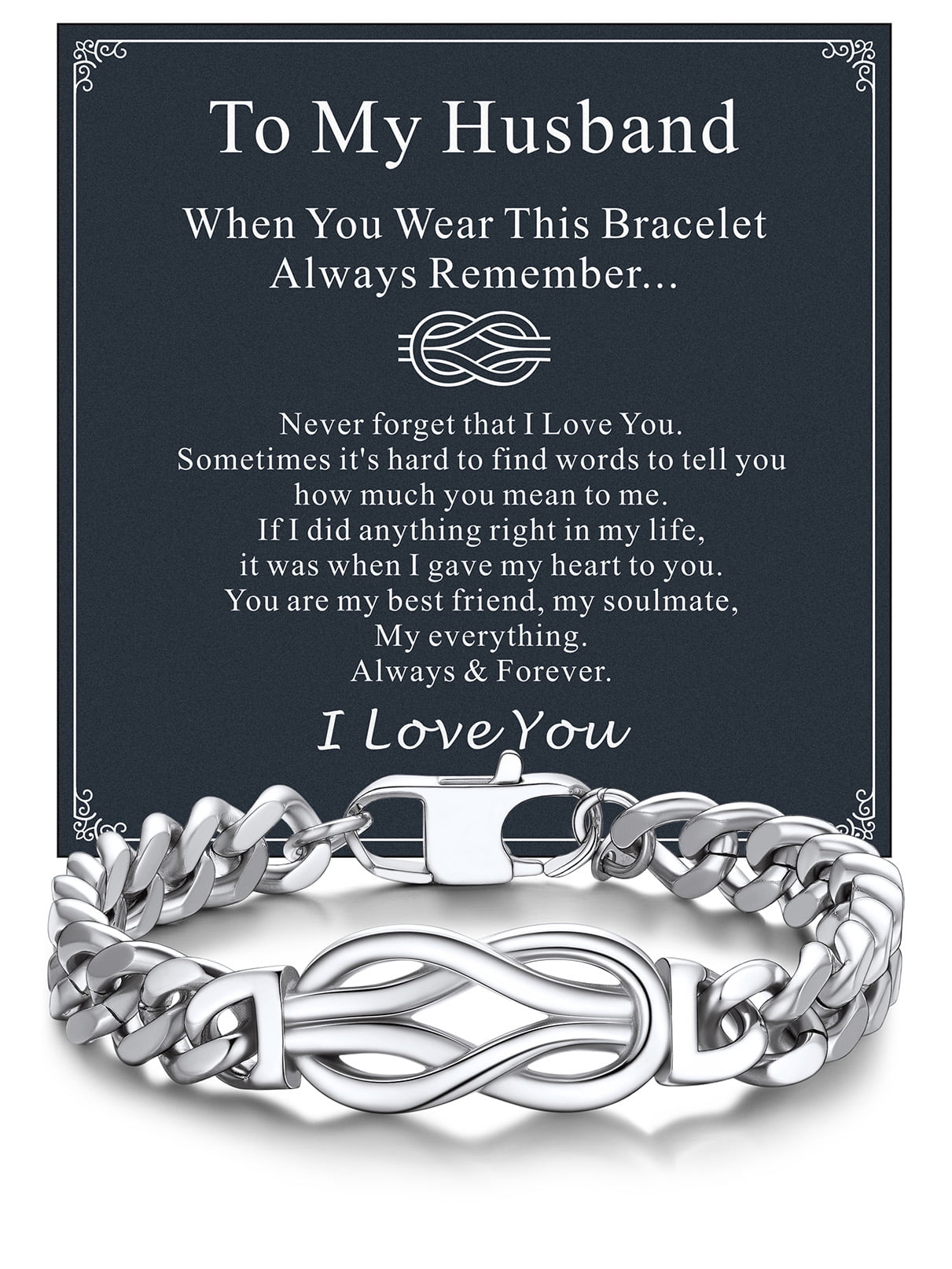 Bandmax 9'' Cuban Chain Bracelet for Men Women Stainless Steel Infinity ...