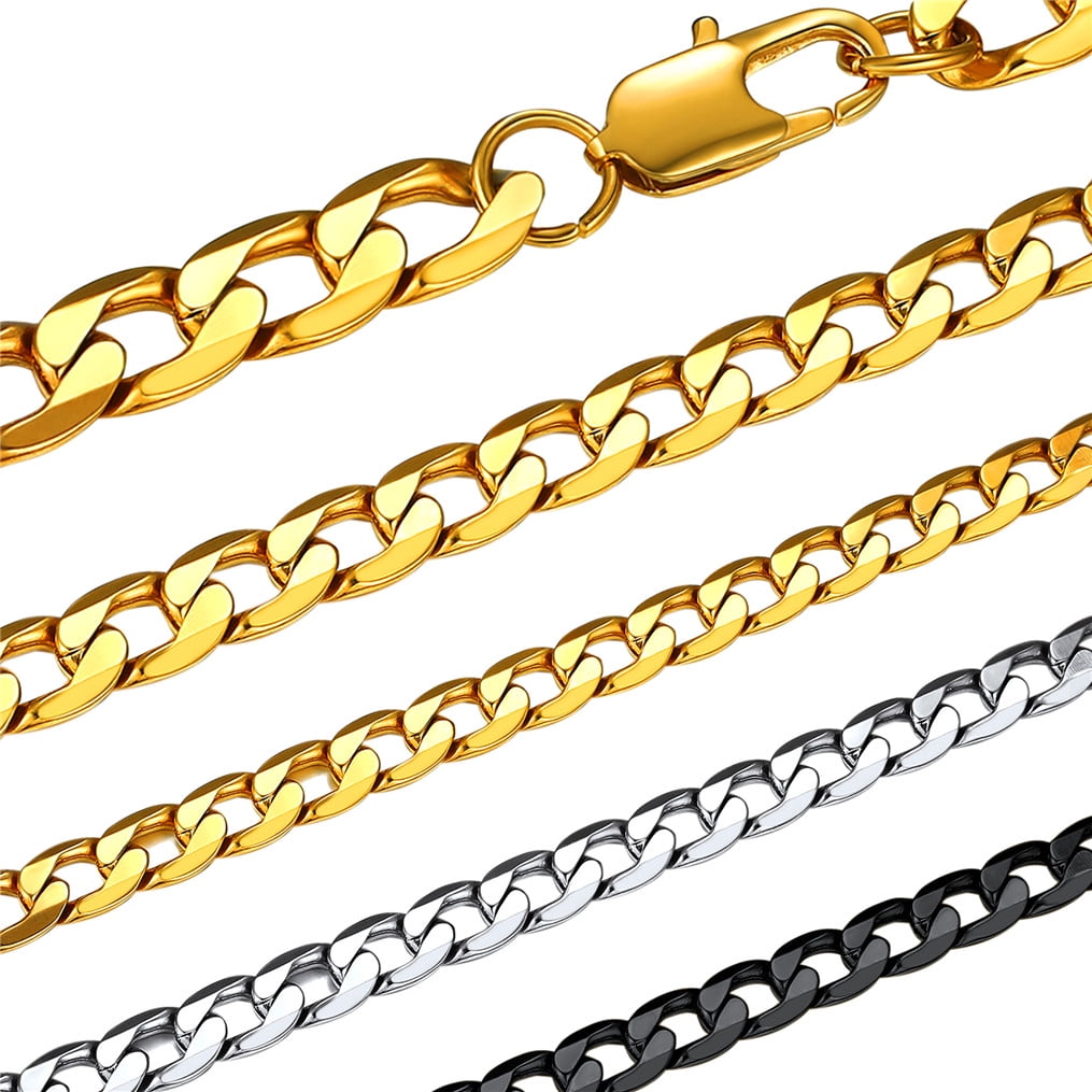 Bandmax 9MM Cuban Link Chain Necklace for Men Women Stainless Steel 14K ...