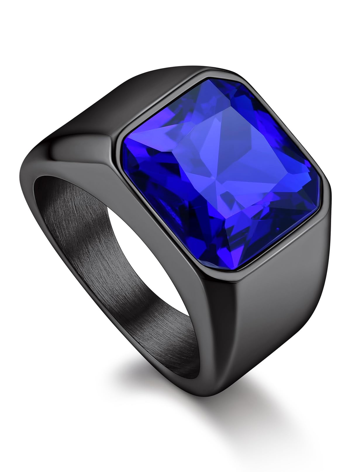 Bandmax Gemstone Birthstone Black Rings for Men Women Stainless Steel ...