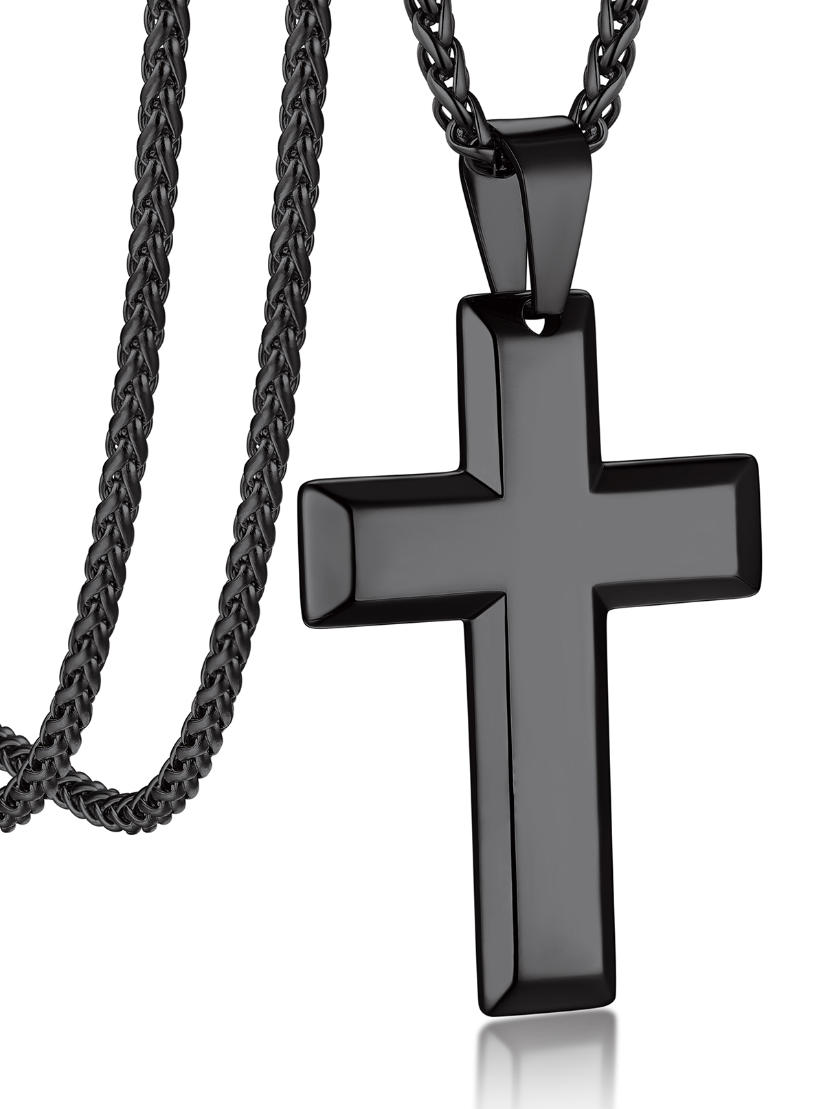 Bandmax Mens' Stainless Steel Cross Necklaces Black Crucifix Cross ...