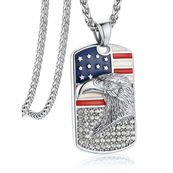 Bandmax Mens Stainless Steel Military Eagle Dog Tag Pendant Necklace ...