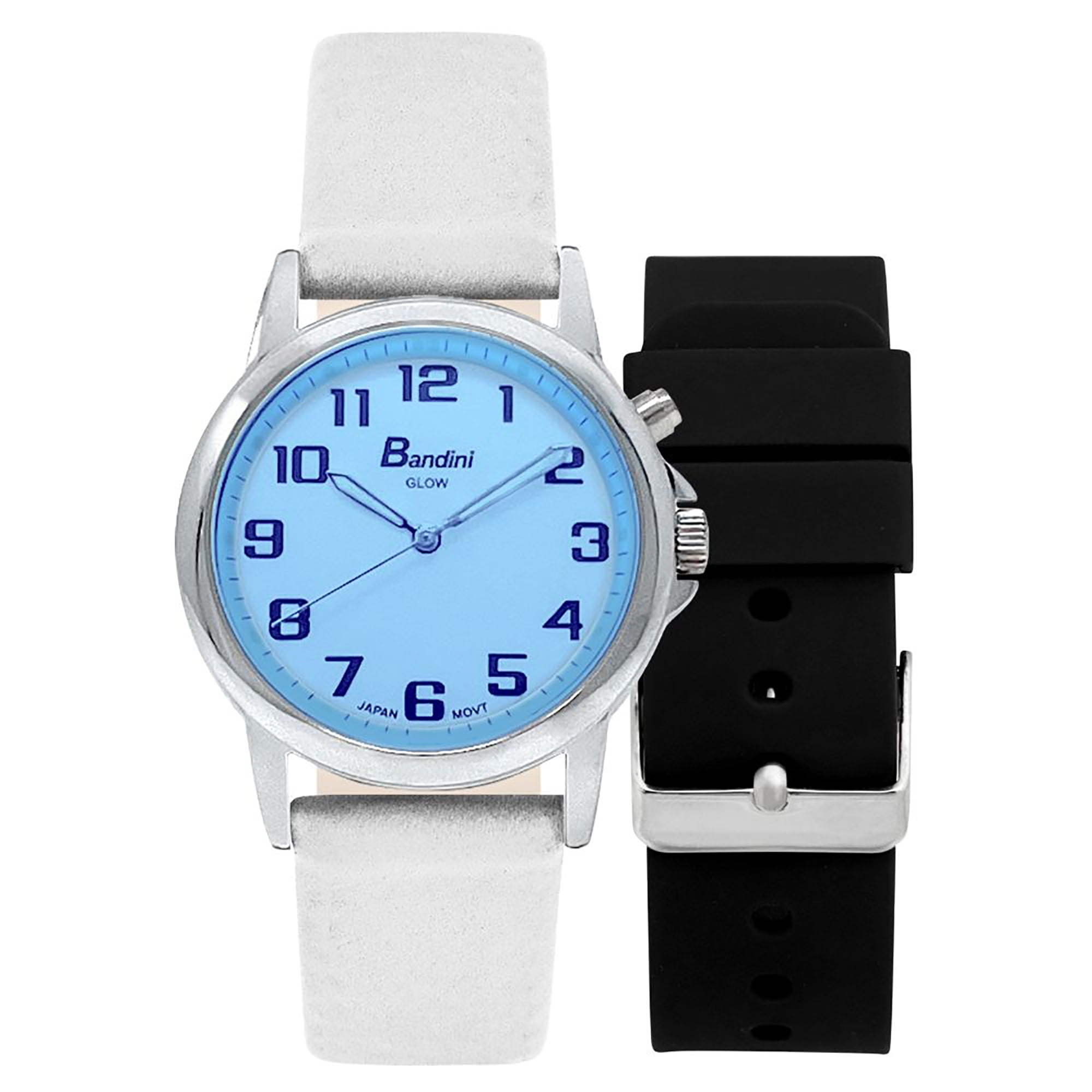 Bandni Glow Watch Set - Leather & Extra Silicone Band - 38mm Analog ...