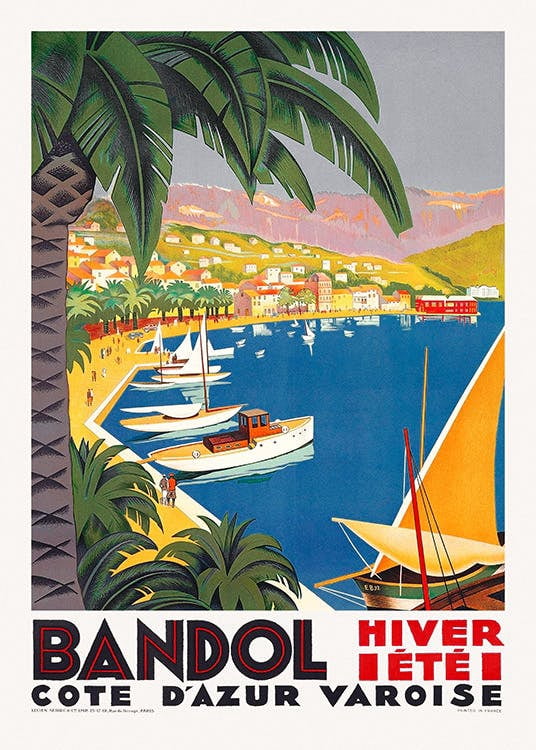 Bandol Vintage Print Wall Art, Modern Wall Decor For Living Room ...