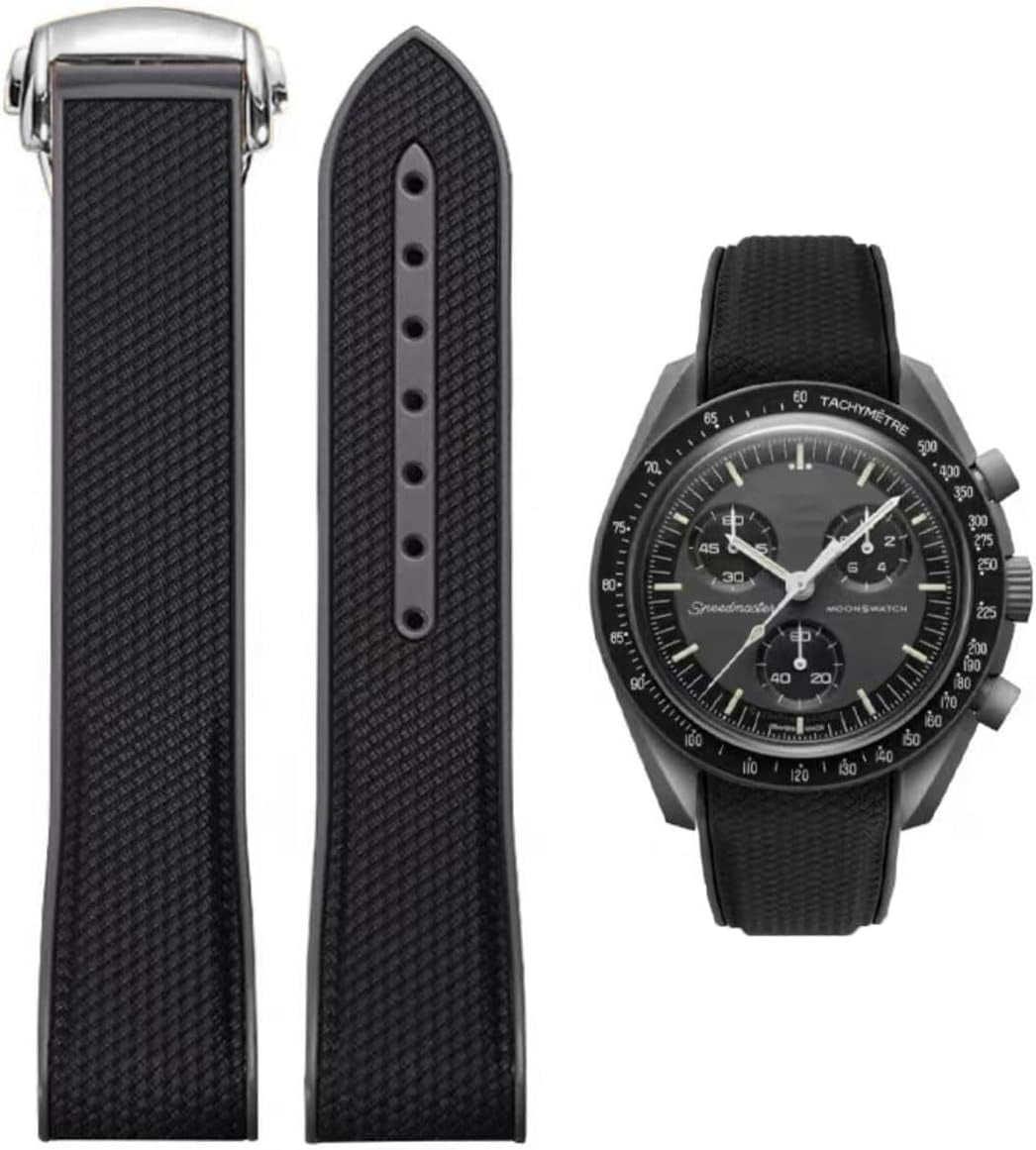 Bands for Moonswatch Watch,Curved End Rubber Watch Strap Deployment ...