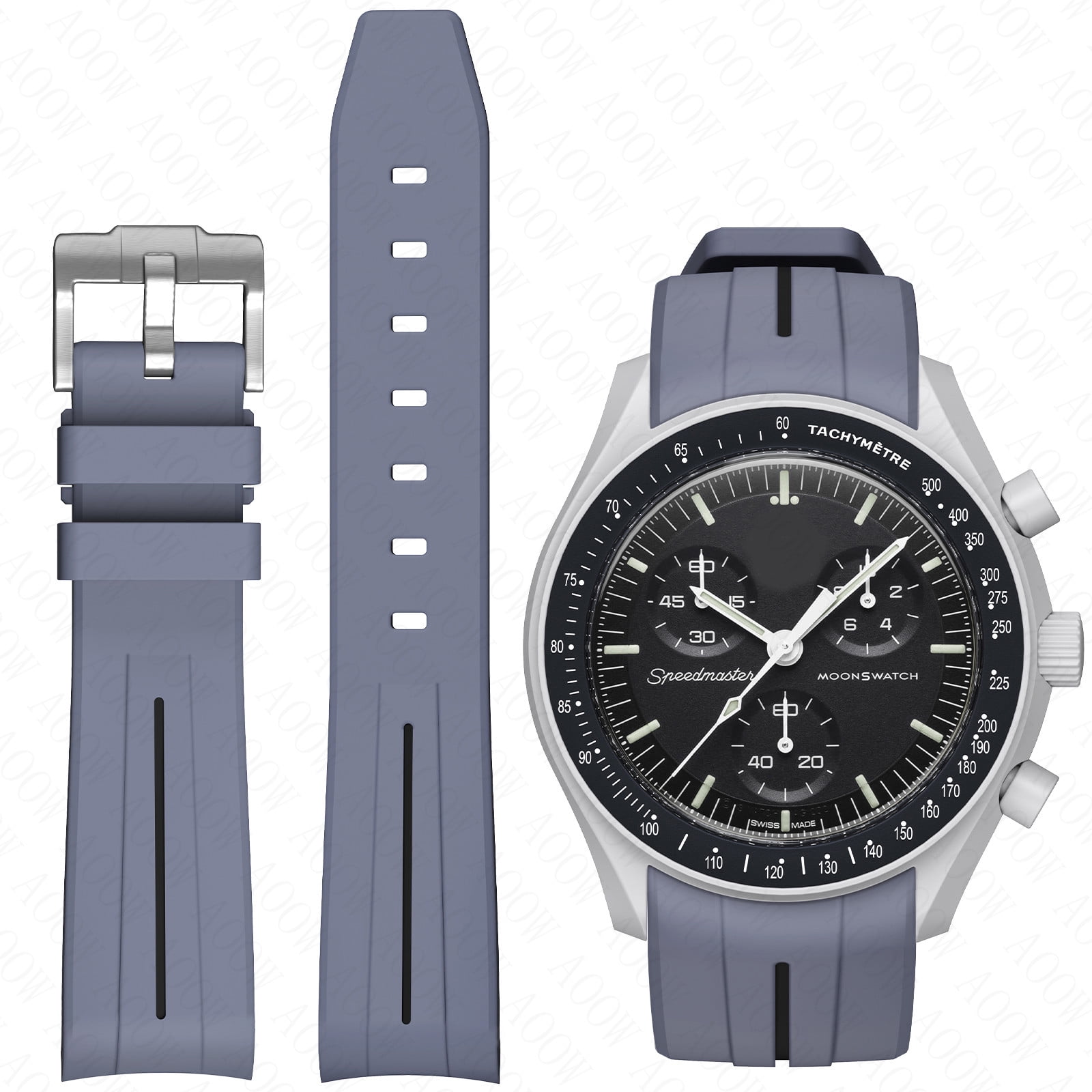 Bands for Moonswatch Watch,Curved No Gap Silicone Strap,Compatible with ...