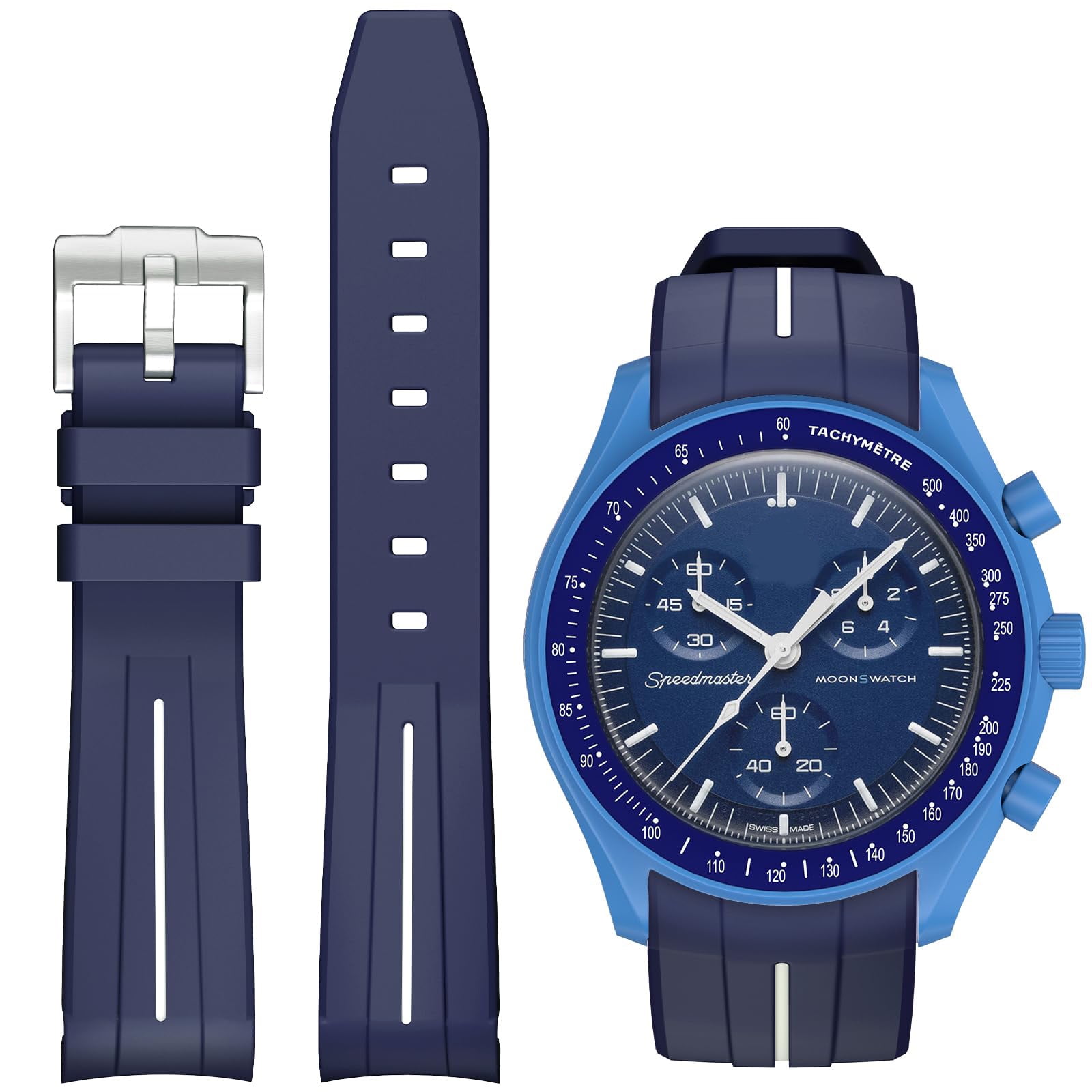 Bands for Moonswatch Watch,Curved No Gap Silicone Strap,Compatible with ...