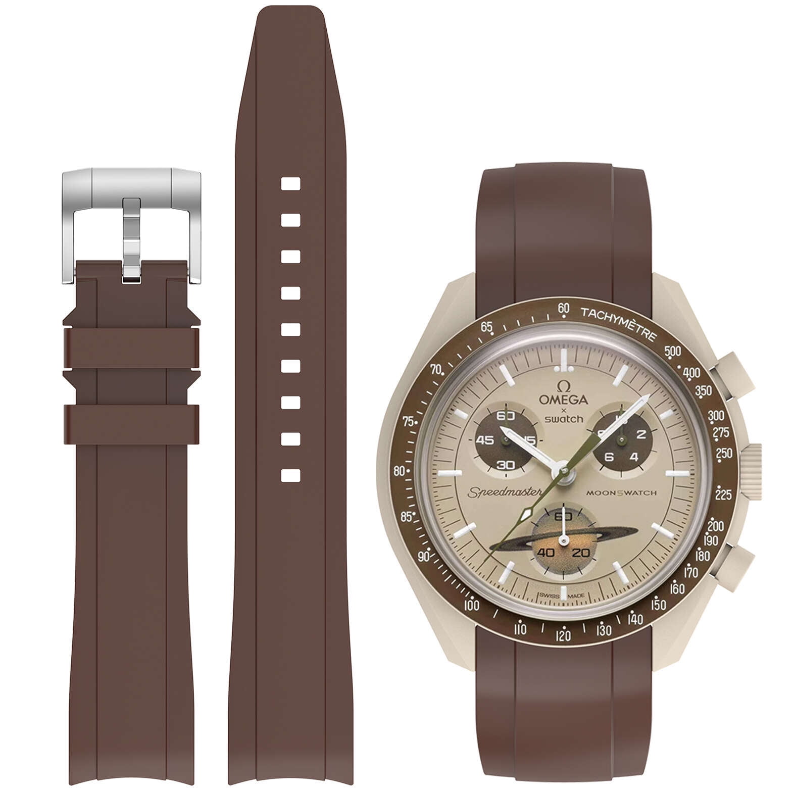 Bands for Moonswatch Watch,Curved No Gap Silicone Strap,Compatible with ...