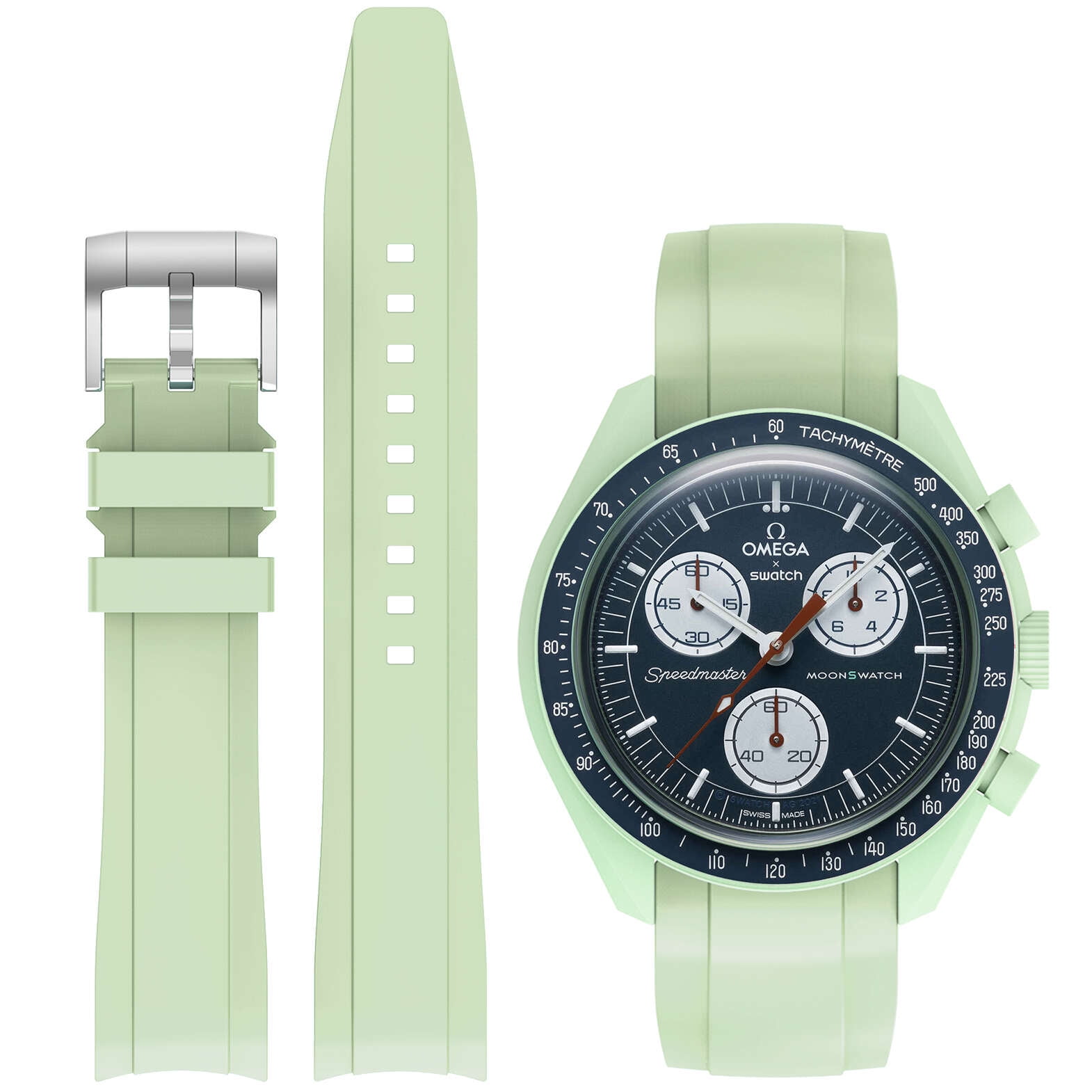 Bands for Moonswatch Watch,Curved No Gap Silicone Strap,Compatible with ...