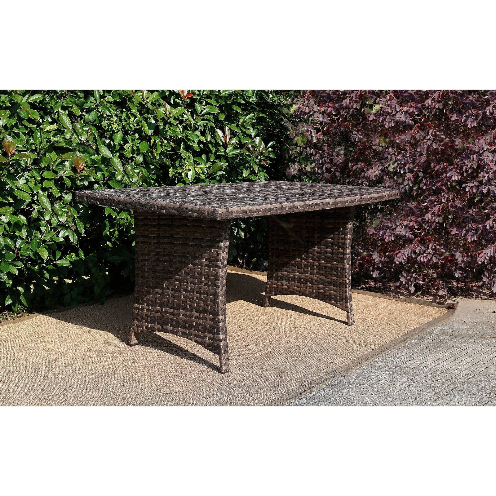 Baner Garden A106 Outdoor Glass Rattan Pool Garden Rectangular Dining ...