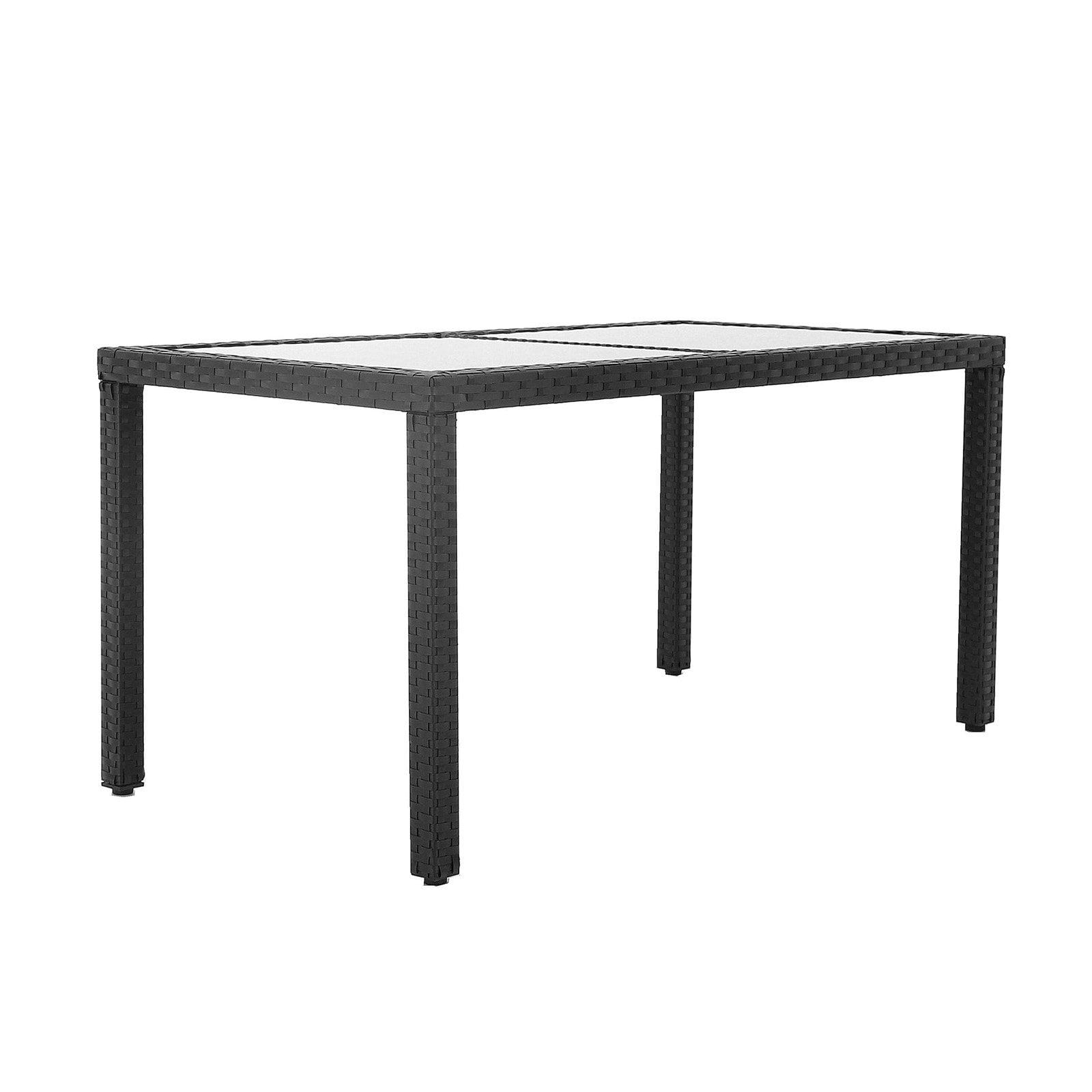 Baner Garden Rectangular Steel Patio Dining Table with Glass Top ...