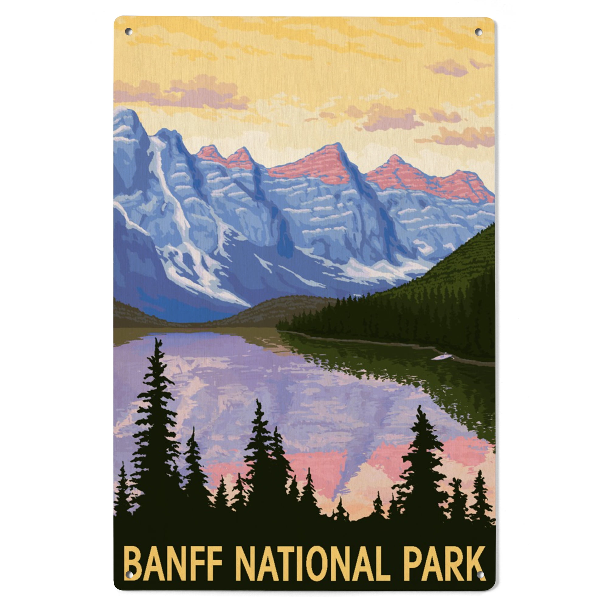 Banff, Alberta, Canada, Banff National Park Birch Wood Wall Sign (6x9 ...