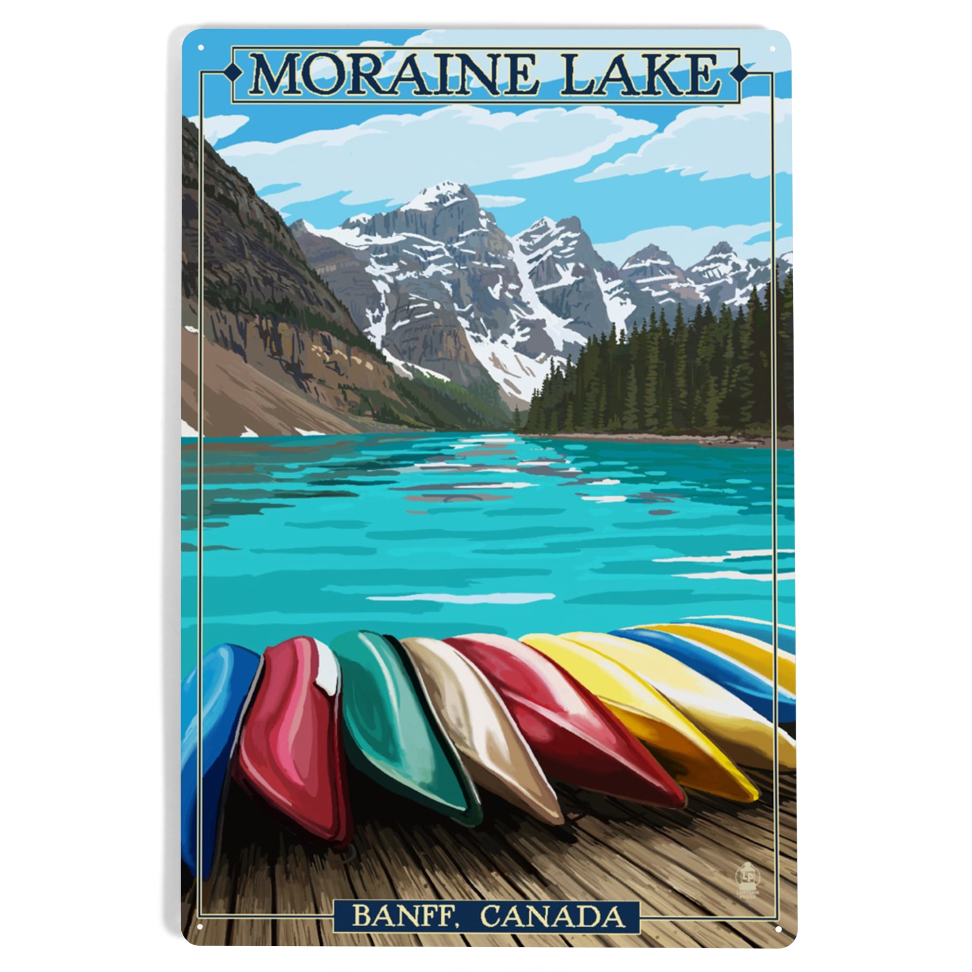 Banff, Alberta, Canada, Moraine Lake and Canoes (12x18 Aluminum Art ...