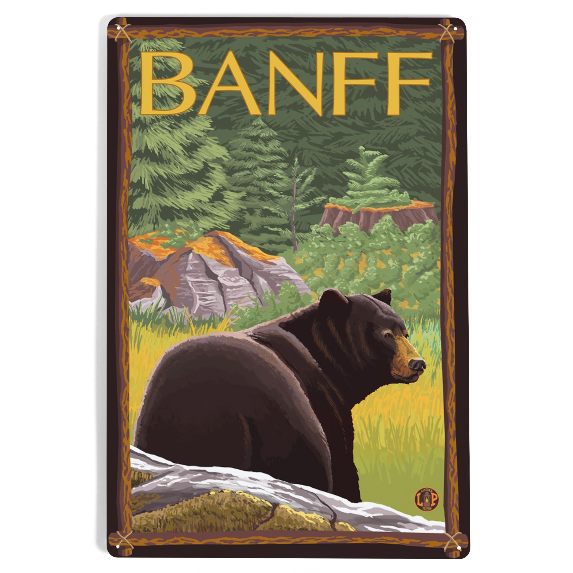 Banff, Canada, Black Bear in Forest (12x18 Aluminum Art, Indoor Outdoor ...