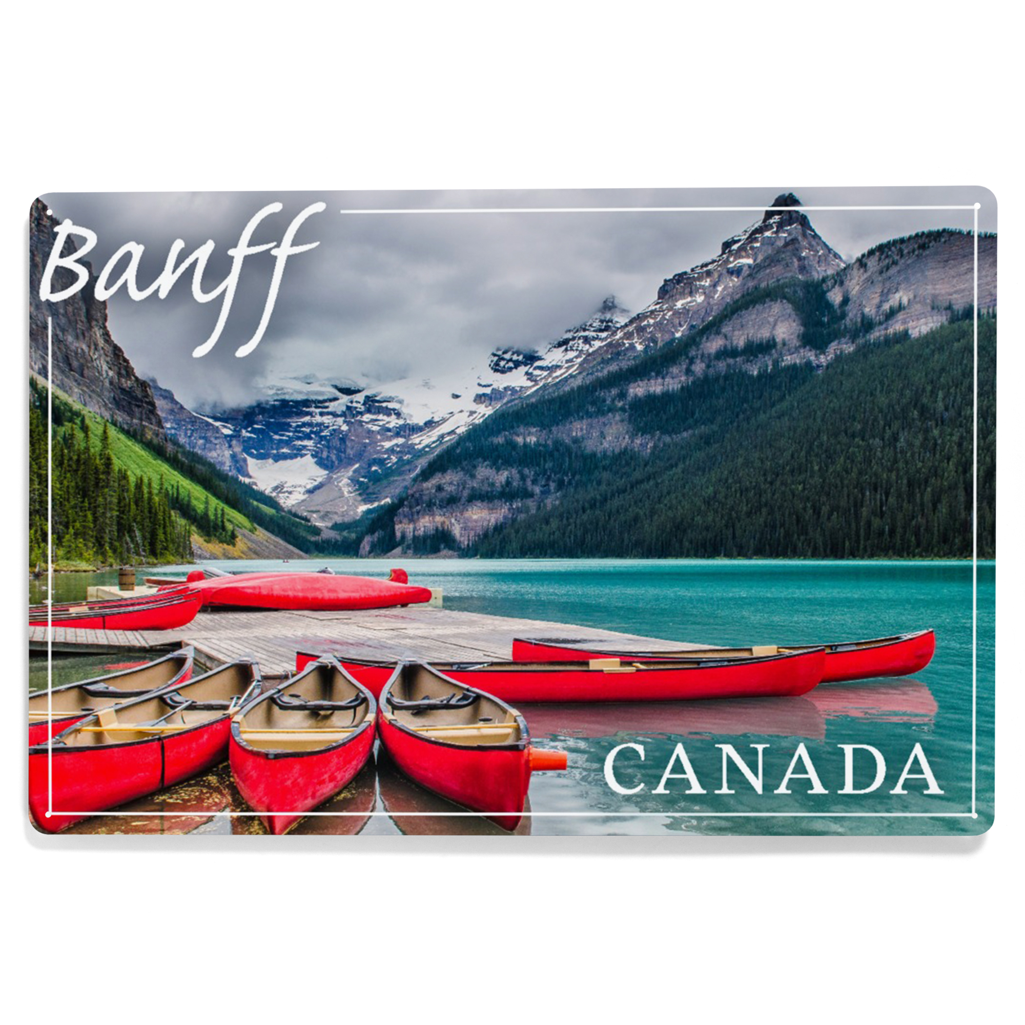 Banff, Canada, Lake Louise Canoes (12x18 Aluminum Art, Indoor Outdoor ...