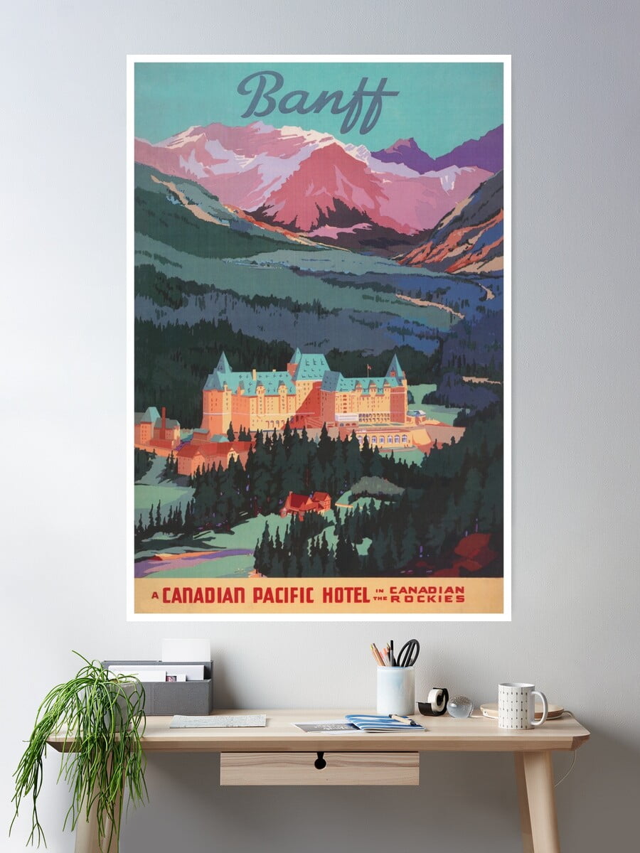 Banff Canada Print, Banff Springs Hotel, Canadian Rockies Print, Vintage Travel Poster Poster ...