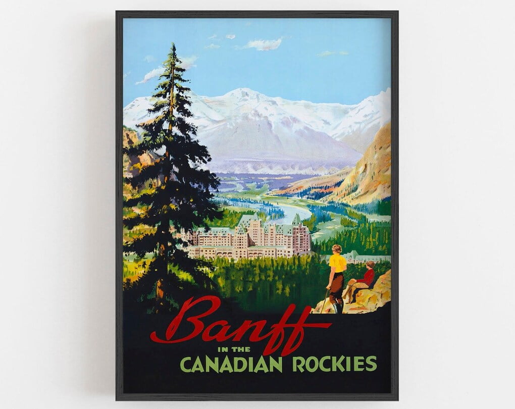 Banff Canada Print, Vintage Travel Poster, Canadian Rockies, Retro Wall ...