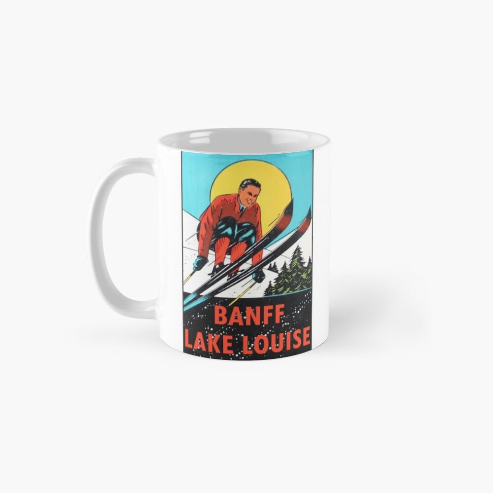 Banff Lake Louise Ski Vintage Travel Decal Classic Mug, Ceramic Coffee ...