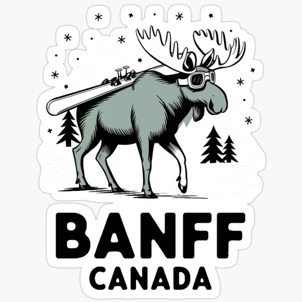 Banff Moose Skiing Adventure Canada Nature Design Stickerphone Decal ...