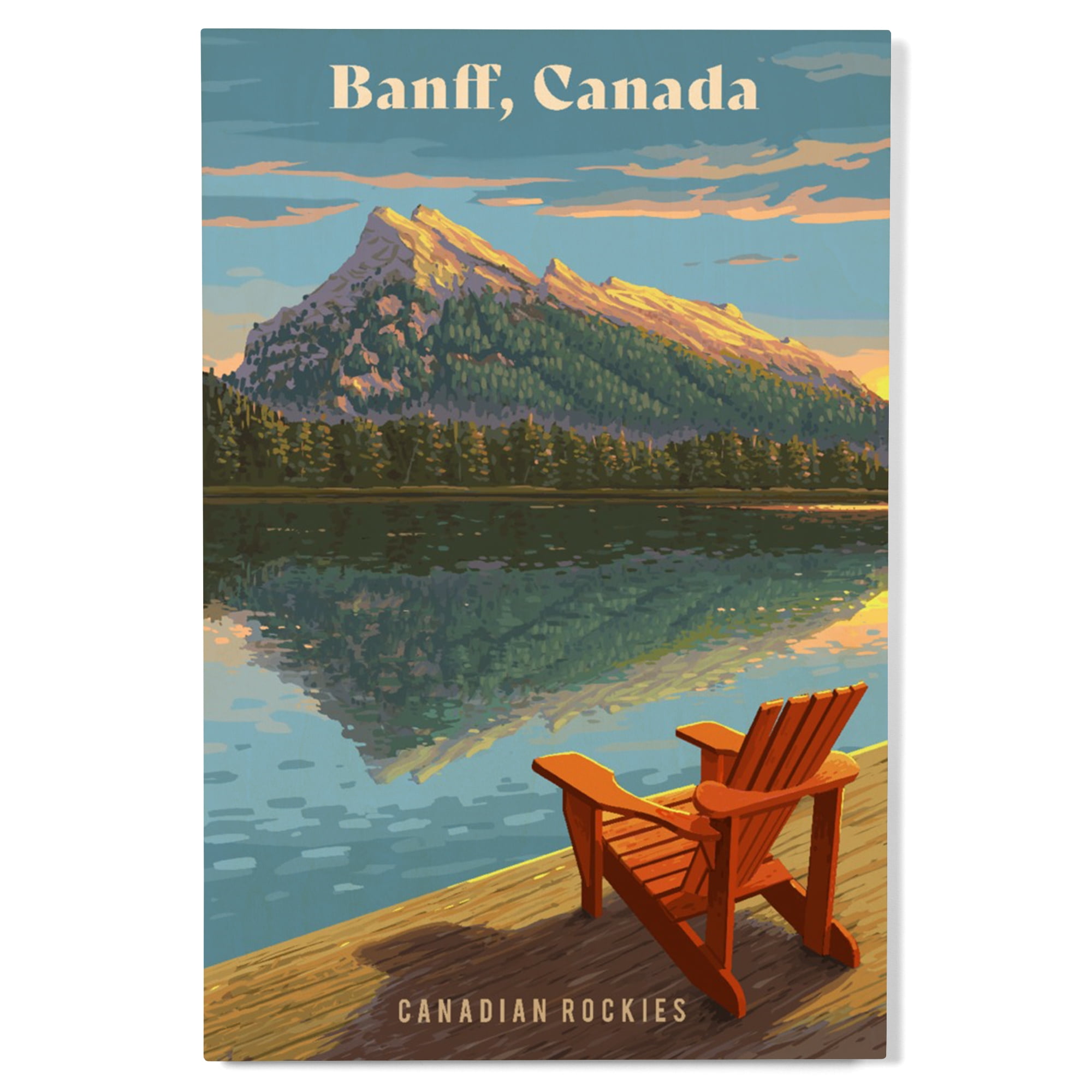 Banff National Park, Canada, Mt Rundle, Painterly Birch Wood Wall Sign ...