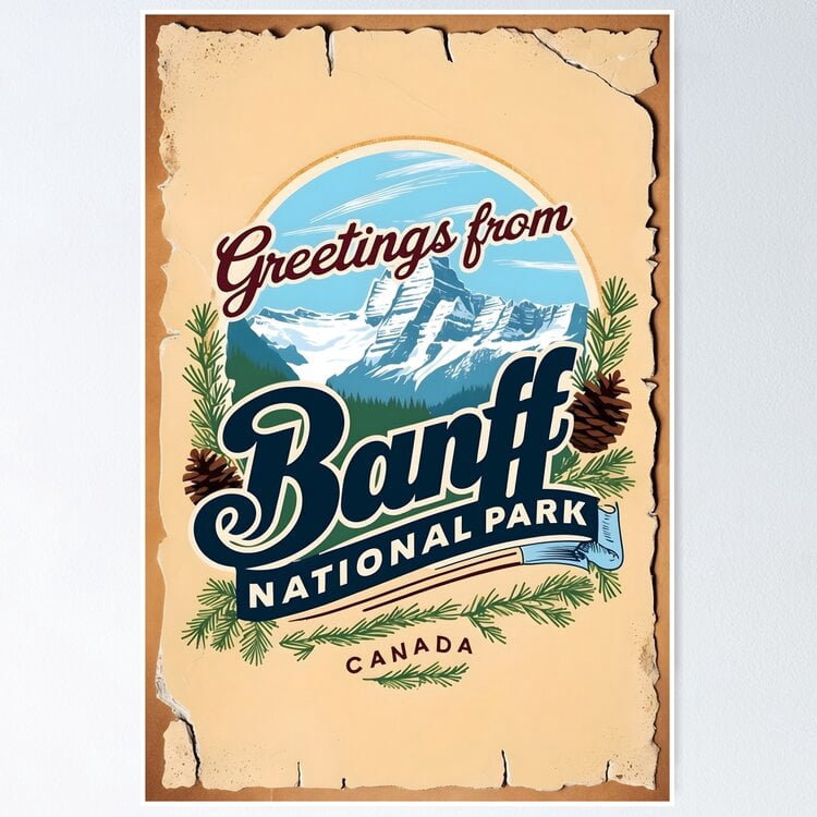 Banff National Park Canada Postcard Vintage Travel Retro UNFRAMED ...