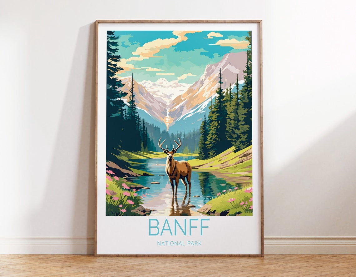 Banff National Park Canada Rocky Mountain Wall Art, Unframed Paper ...