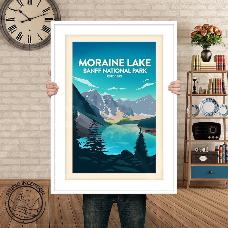 Banff National Park | Moraine Lake | Art Print | Travel Poster | Studio Inception - Walmart.com