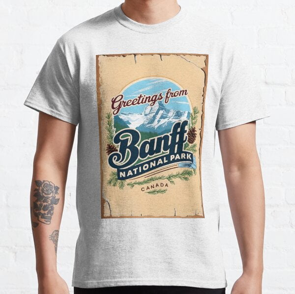 Banff National Park Postcard Vintage Travel Retro Classic T-shirt ...