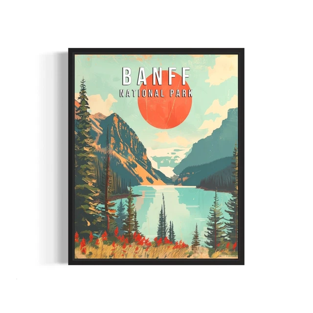 Banff National Park Poster Art Print Wall Art Painting Artwork Decor Vintage NO FRAMED POSTER ...