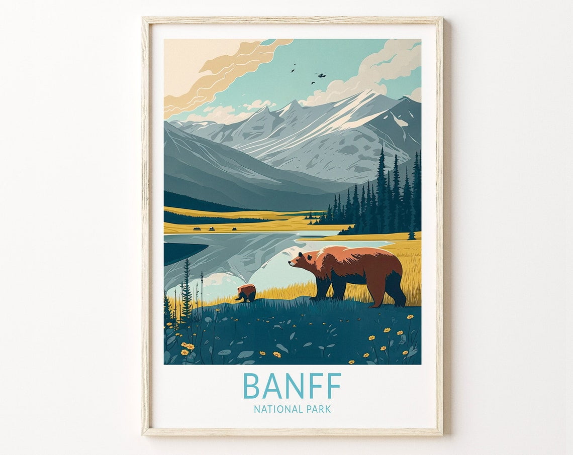 Banff National Park Poster Wall Art, National Parks Travel Poster, Banff Canada Wall Art, Banff ...