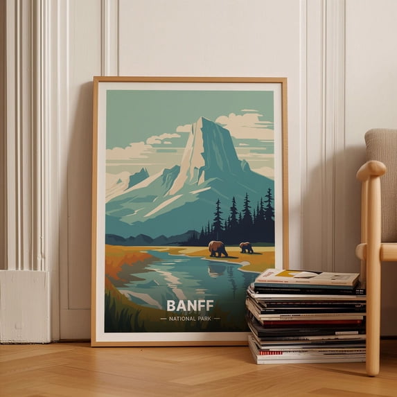 Banff National Park Travel Canada Landscape Artwork, Stretched Canvas ...