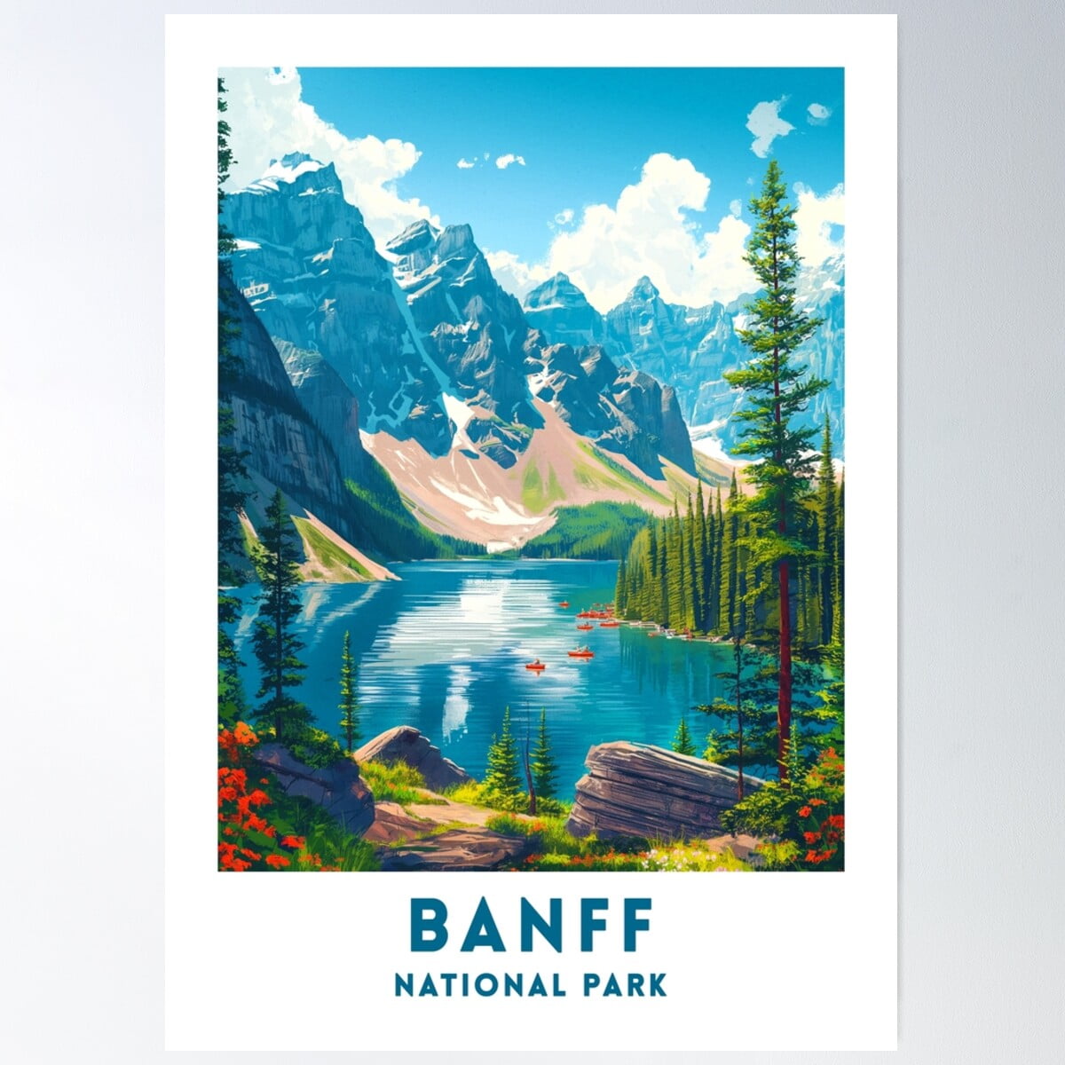 Banff National Park Travel Poster - Nature Wall Art Poster Wall Art, Modern Wall Decor For ...