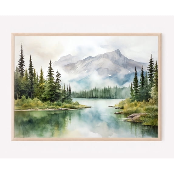 Banff Poster Banff National Park Watercolor Canada Landscape Wall Art ...