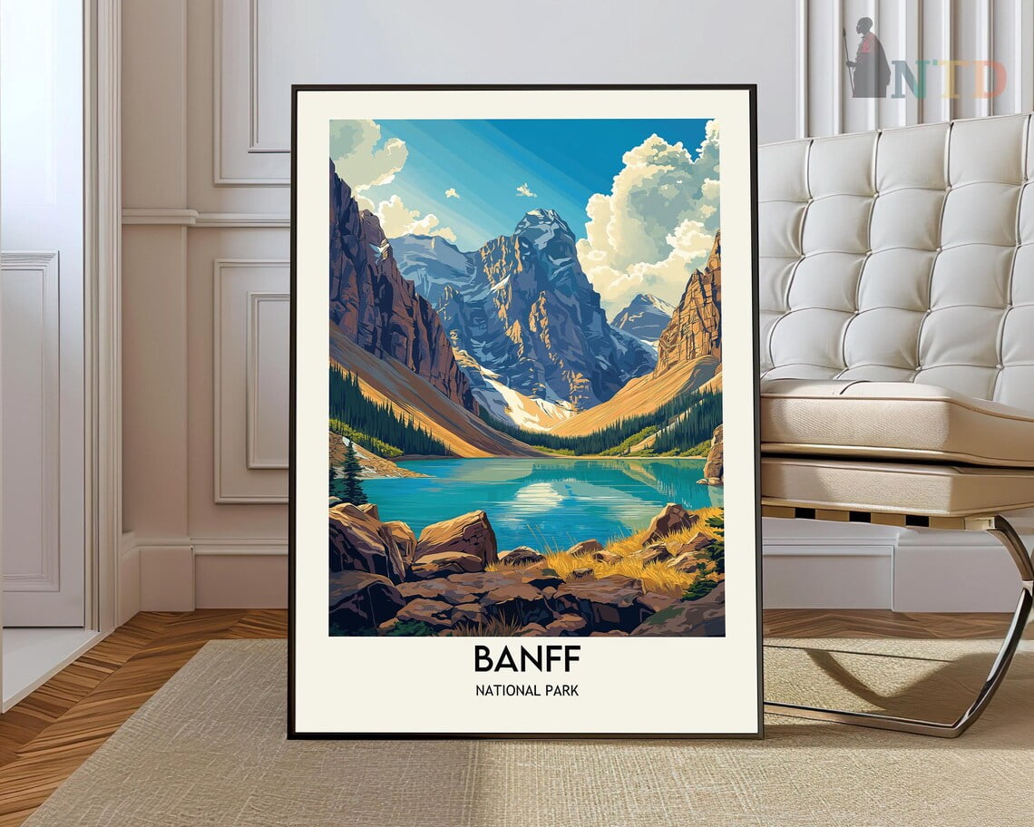 Banff Print Banff National Park Poster Banff Canada Illustration Banff Wall Art Banff Gift Idea ...