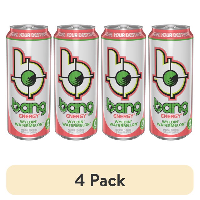 (4 pack) Bang Energy, Wyldin Watermelon, 1 Count, 16 fl oz - Walmart.com