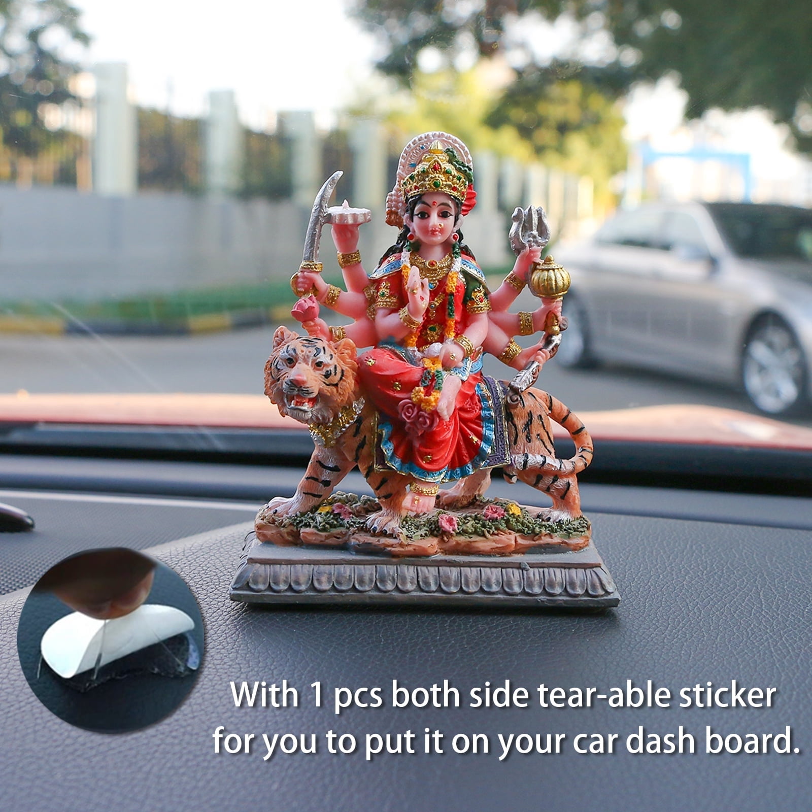 BangBangDa Durga for Car Decor - 4.1" H Small Durga on Tiger Statue for ...