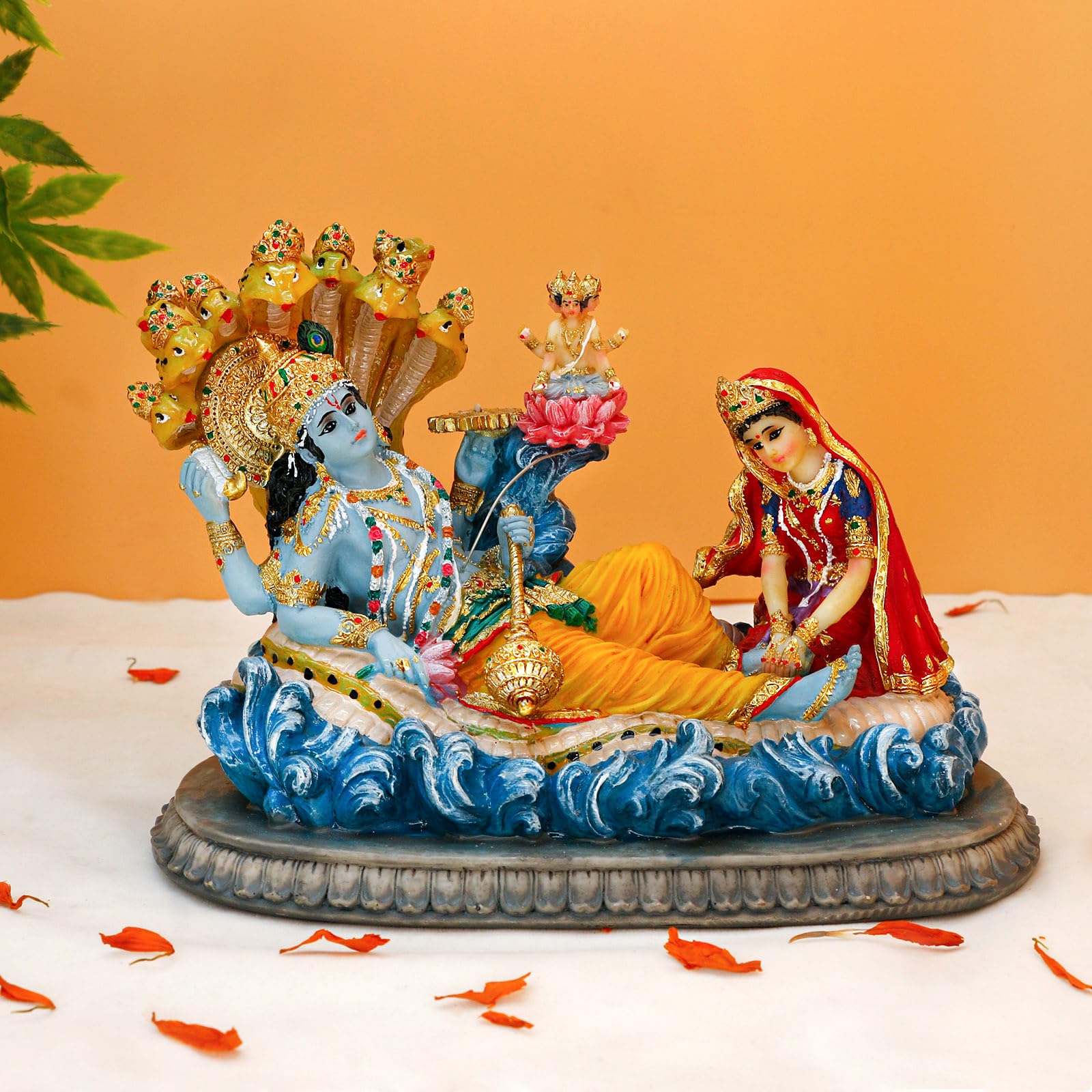 BangBangDa Hindu God Vishnu Lakshmi Statue - 8.3”L Indian Idol Vishnu ...