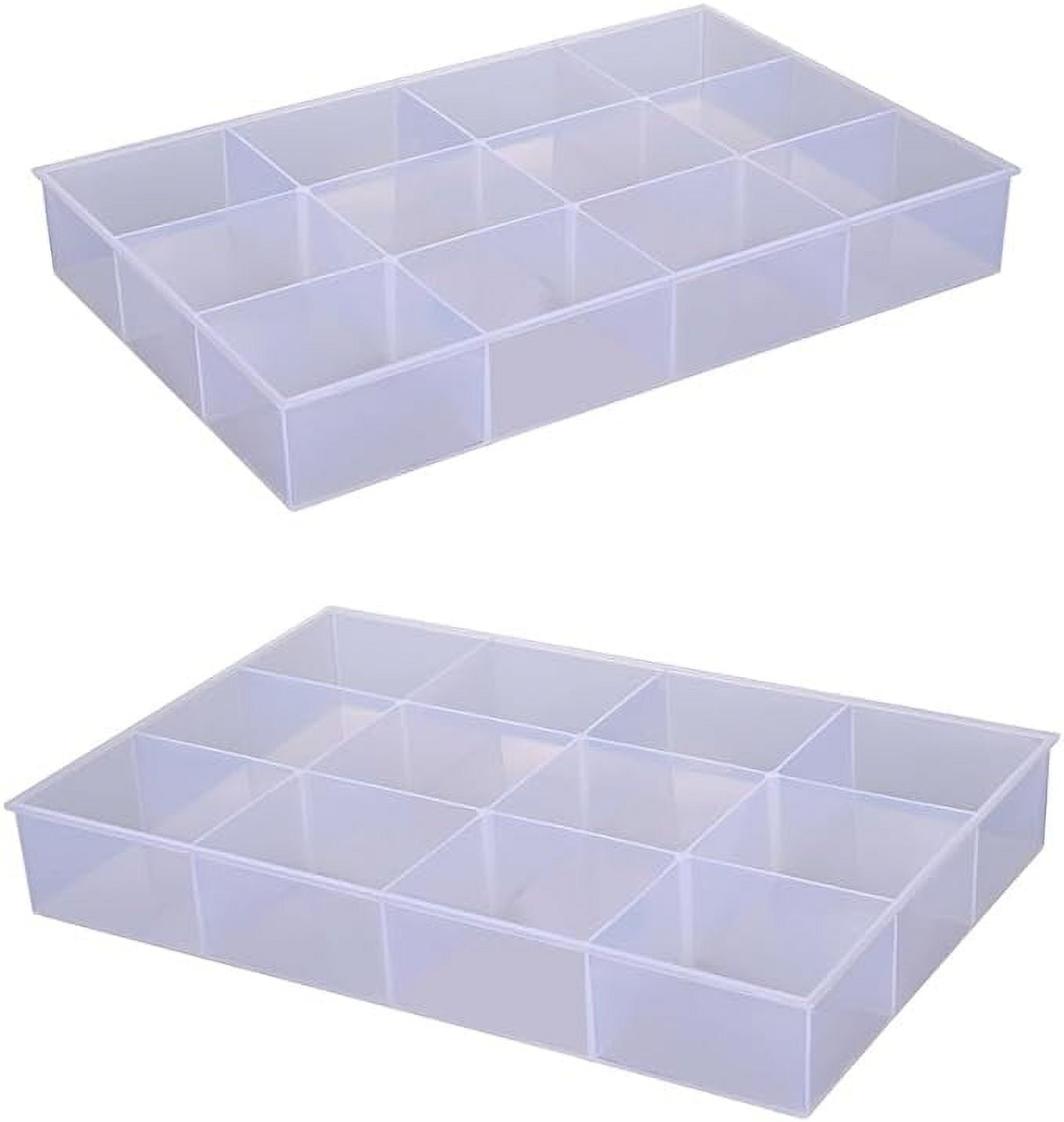 BangQiao 2 Pack Fixed 12 Grids Clear Plastic Organizer Sorting Tray and ...