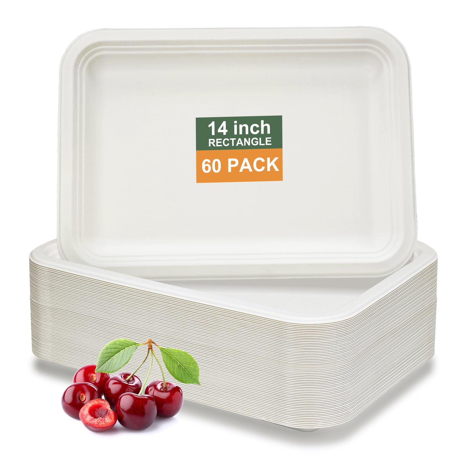BangShou 60 Pack Disposable STF9 Food Trays, 14INCH Eco-friendly ...