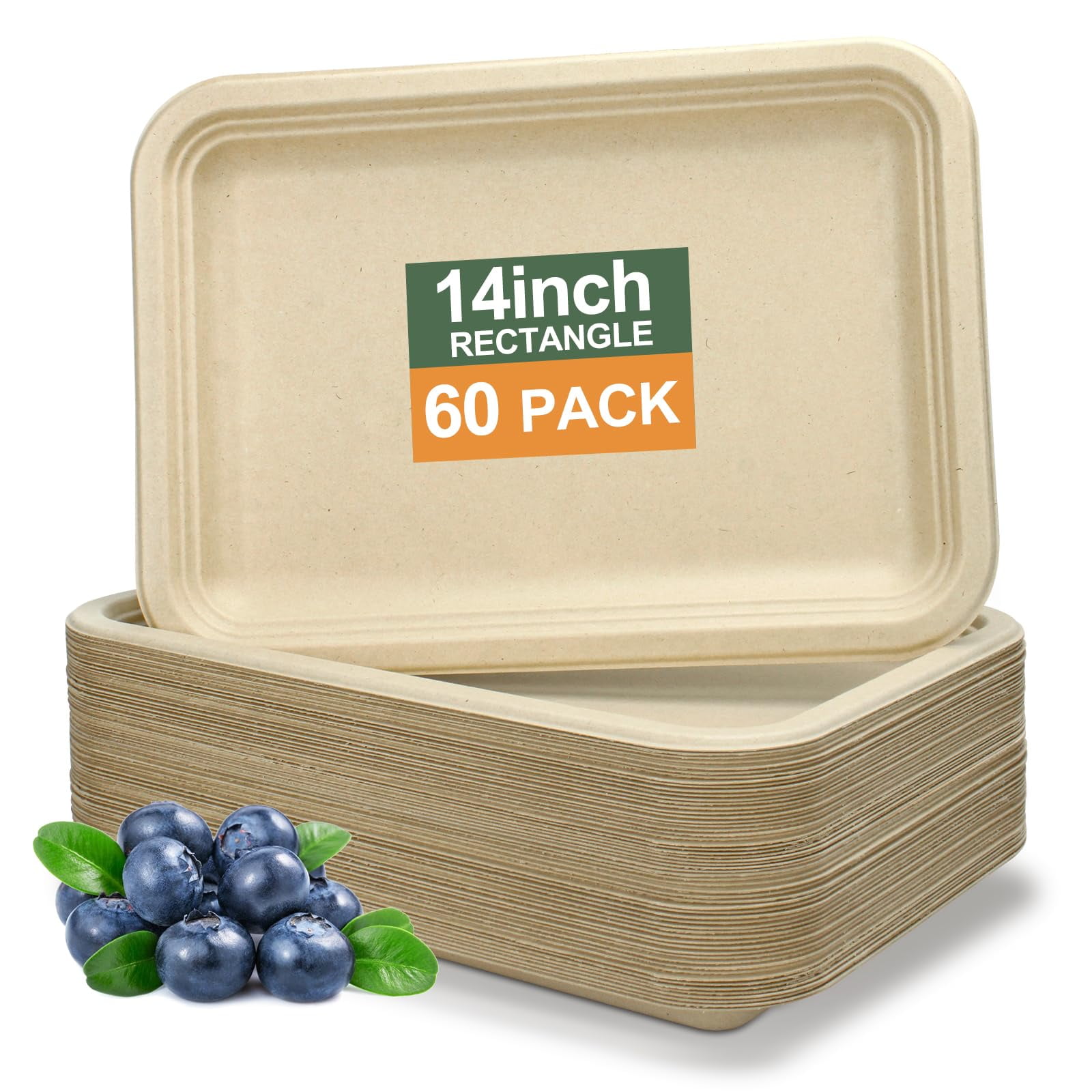 BangShou 𝟔𝟎 𝐏𝐚𝐜𝐤 Disposable MMF7 Food Trays, Heavy Duty Paper Plates ...