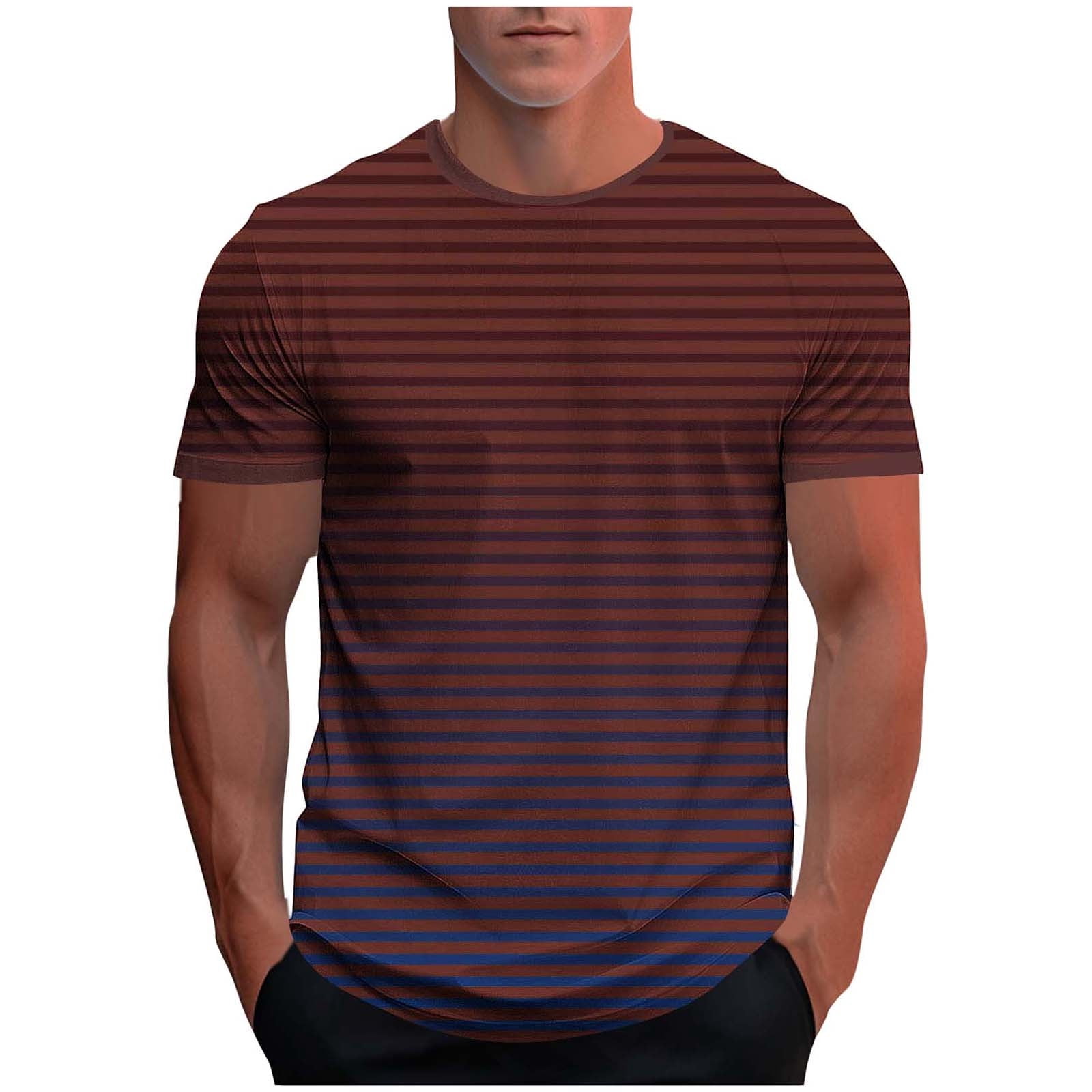 BangWanChi Casual Men Fashion Printed T-Shirt Tops Short Sleeve Round ...
