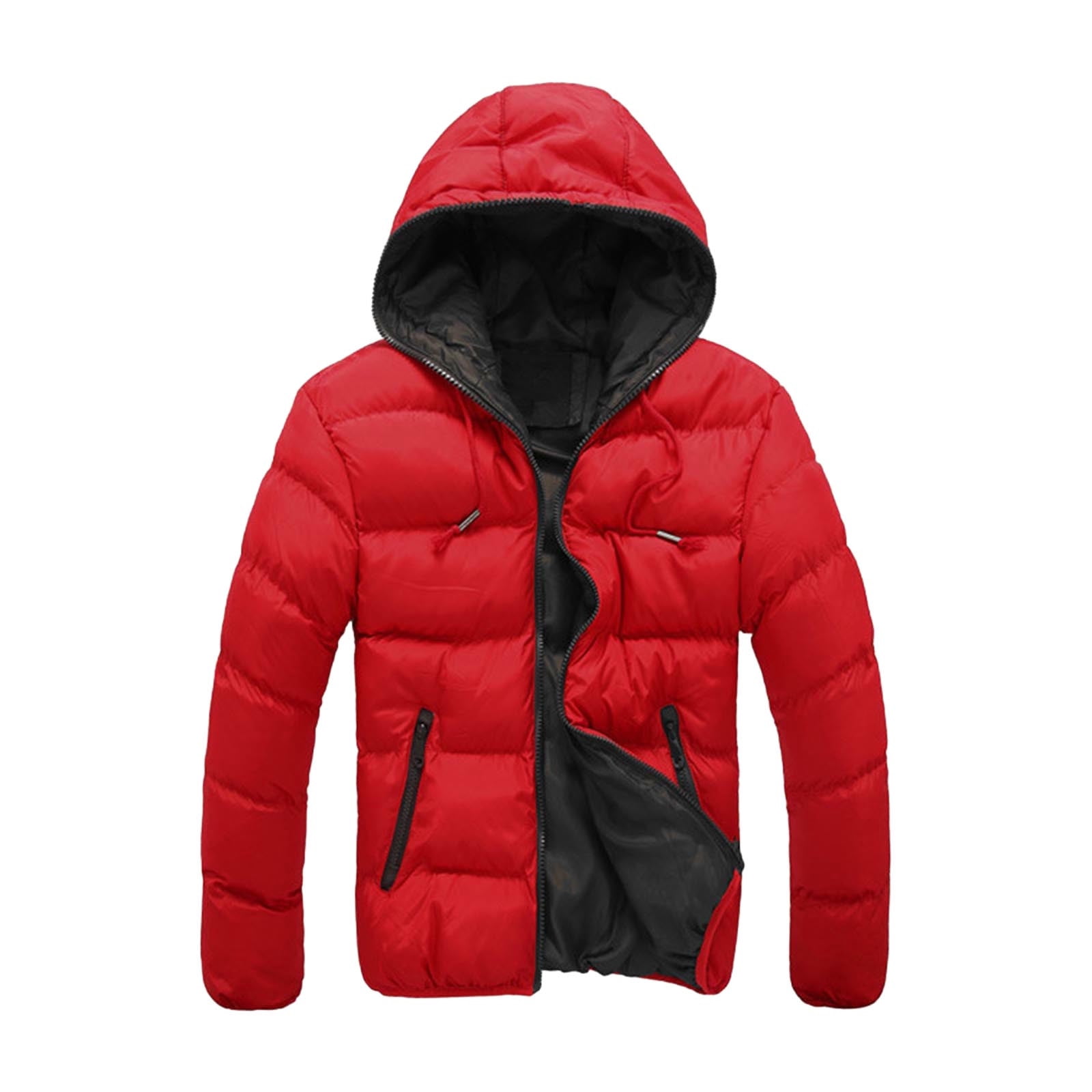 BangWanChi Cotton Padded Jackets for Women Solid Color Zippered Double ...