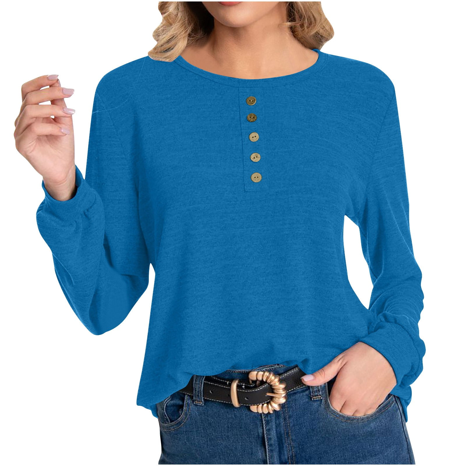 BangWanChi Fall Blouses for Women 2024 Plus Size Women's Long Sleeve ...